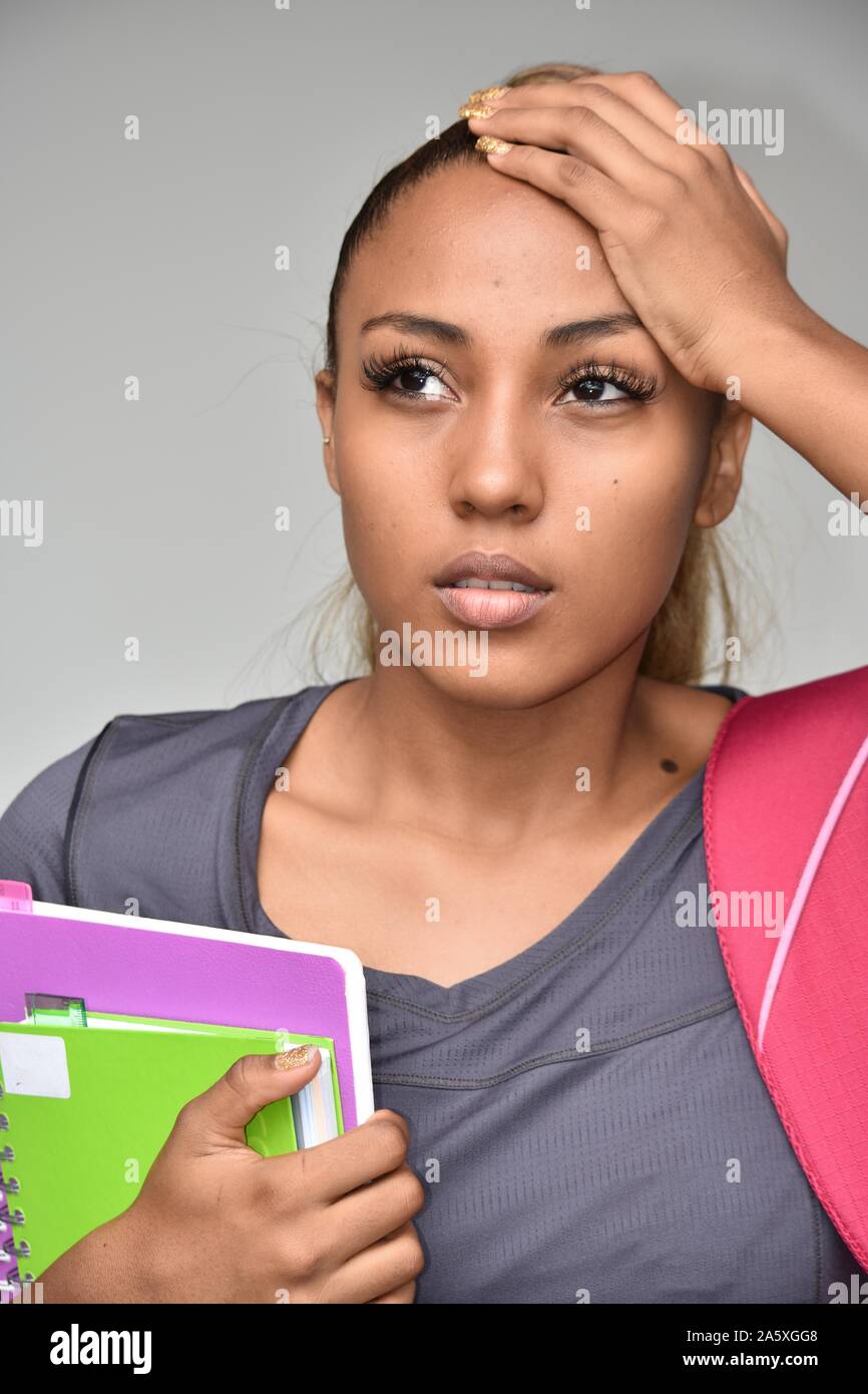 Forgetful Teenage Girl Student Stock Photo - Alamy