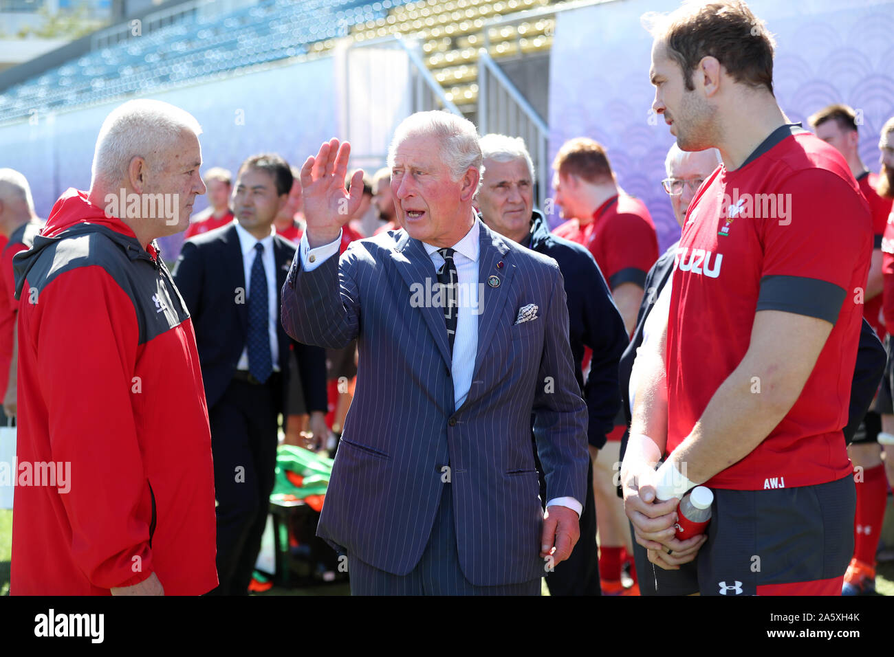 The Prince of Wales with Wales head coach Warren Gatland (left) and ...