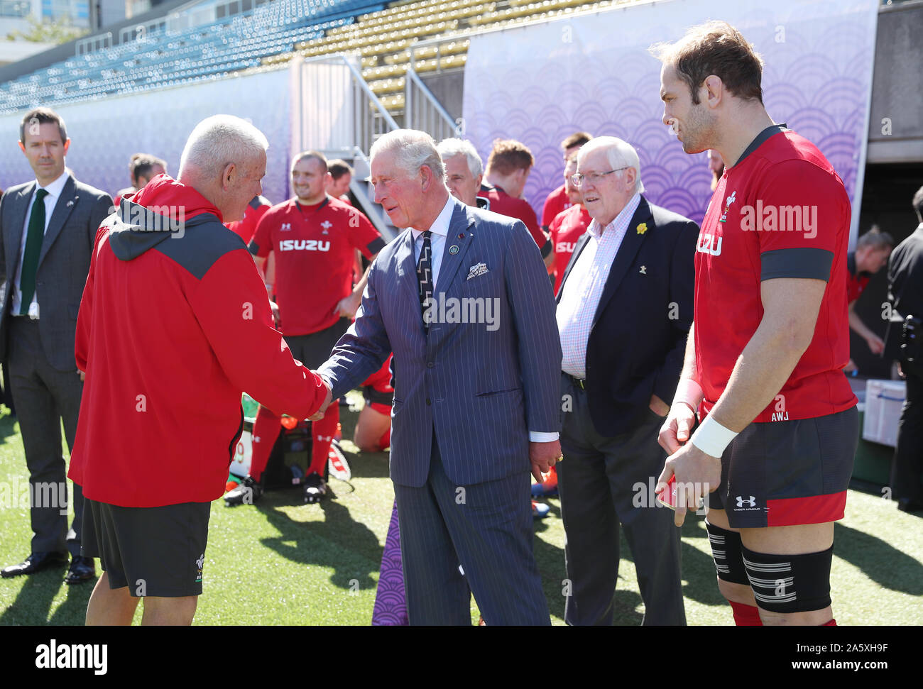 The Prince of Wales with Wales head coach Warren Gatland (left) and ...