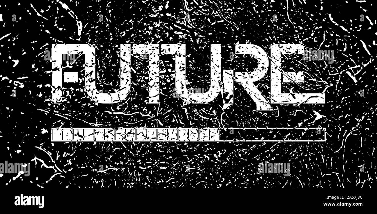 Future loading, progress bar, techno design, rough texture. On a black ...