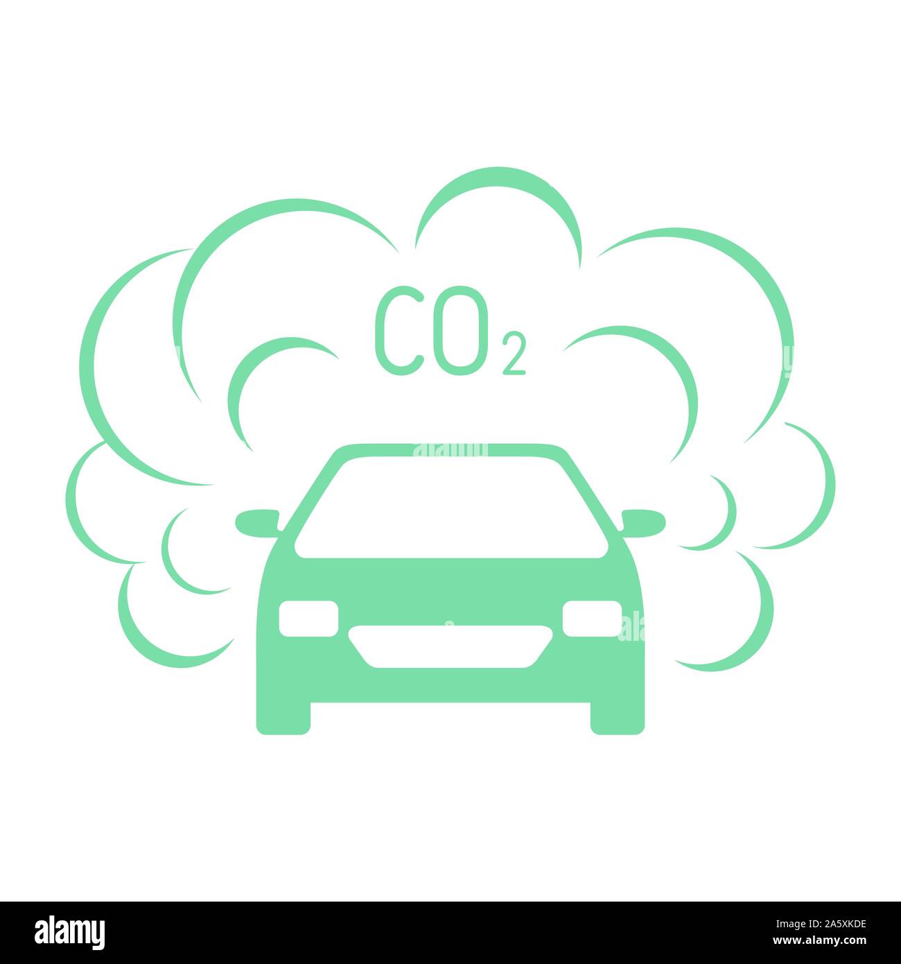 Vector illustration with car, emits smog exhaust. Environmental ...
