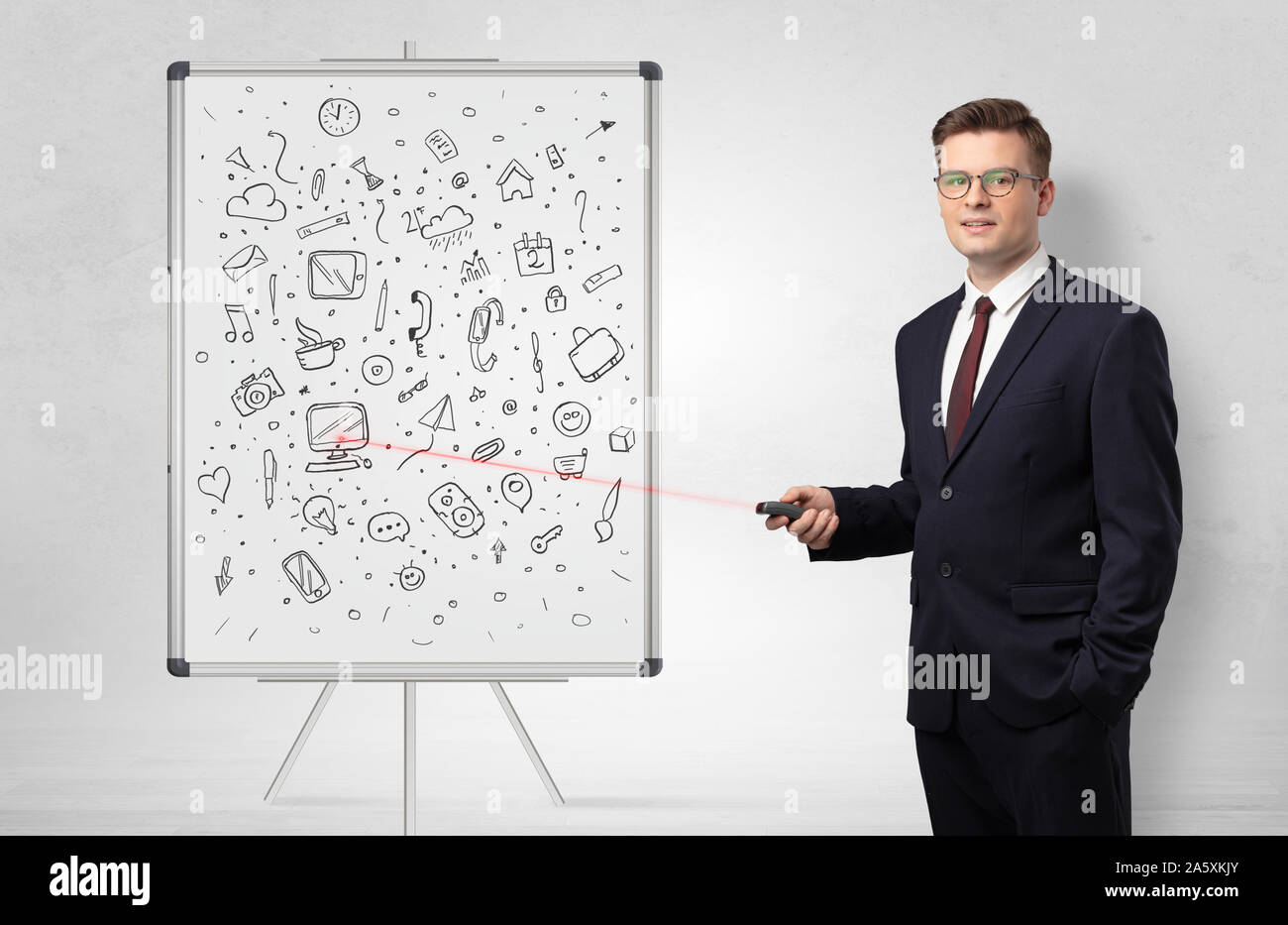 Professor with laser pointer teaching Stock Photo - Alamy