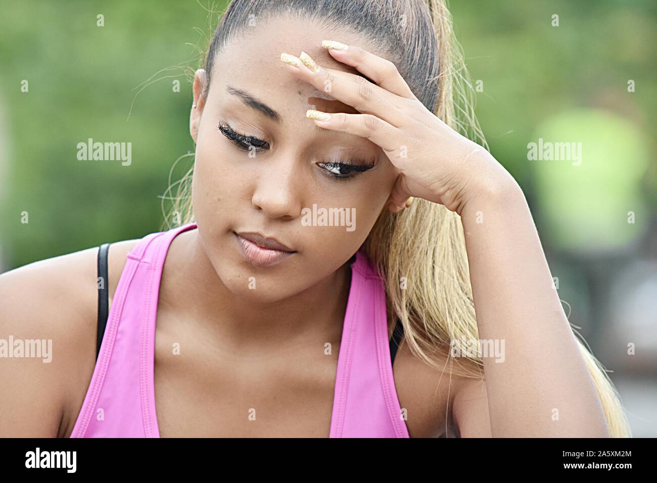 An Anxious Teenage Female Stock Photo - Alamy
