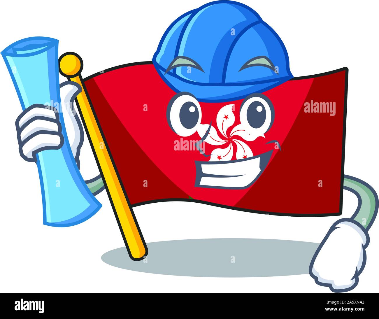 Architect flag hongkong clings to mascot wall Stock Vector Image & Art ...