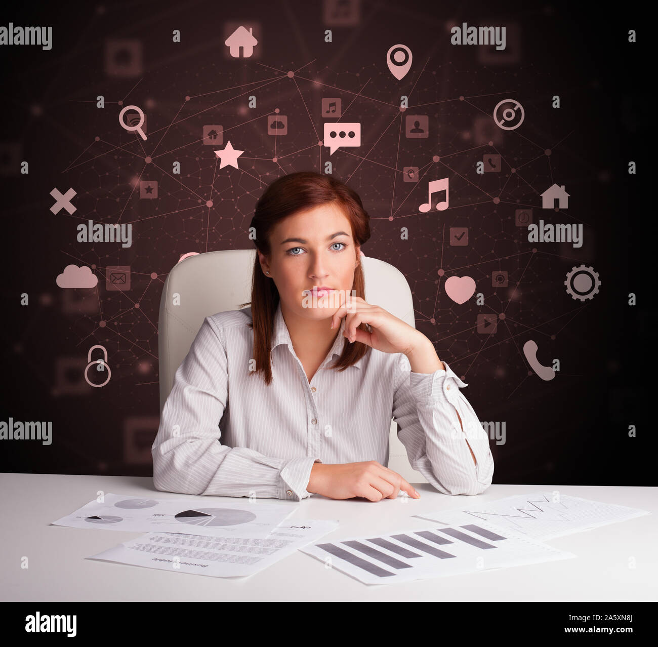 Secretary work with office and multitask concept Stock Photo - Alamy