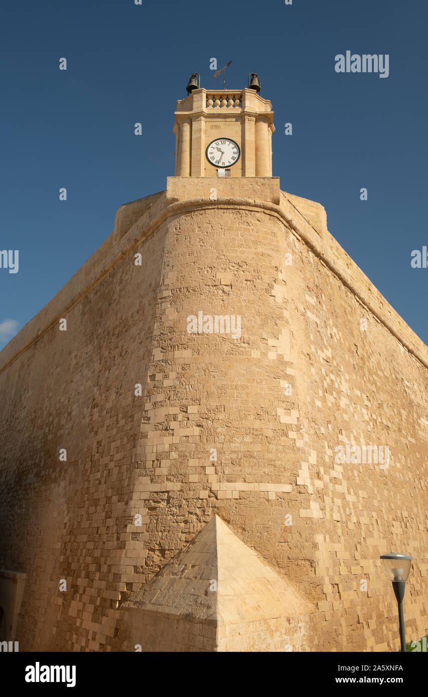 Citadel Clock Tower, Victoria, Gozo Stock Photo - Alamy