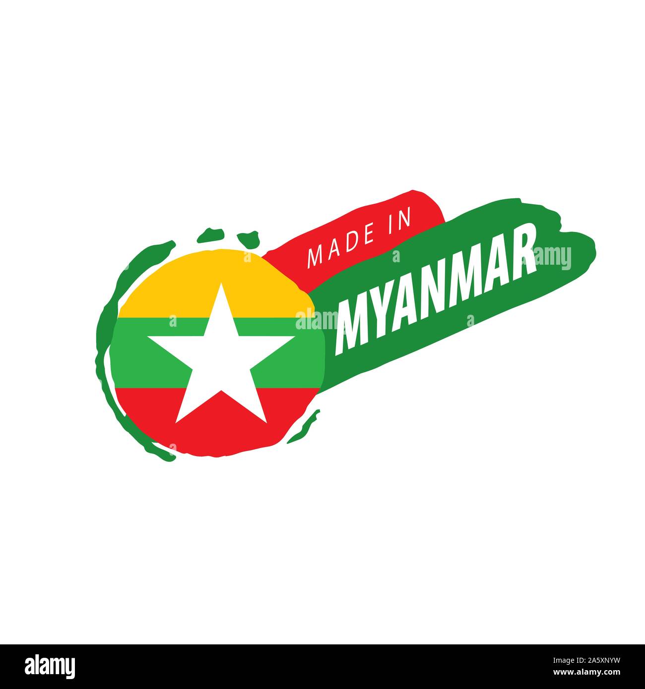 Myanmar flag, vector illustration on a white background Stock Vector ...
