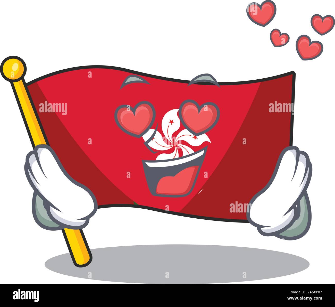 In love flag hongkong character with cartoon shape Stock Vector Image ...