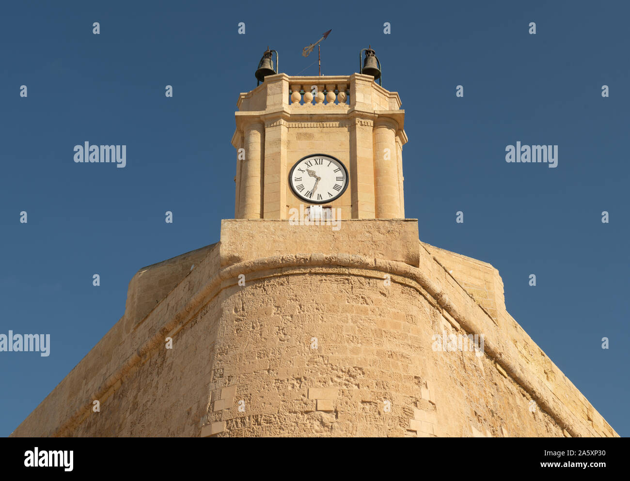 Citadel Clock Tower, Victoria, Gozo Stock Photo - Alamy