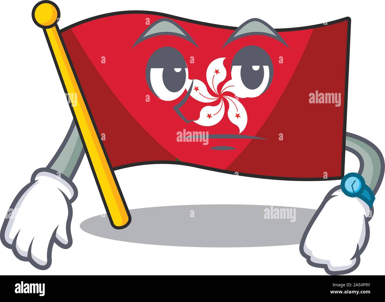 Waiting flag hongkong on the with mascot Stock Vector Image & Art - Alamy