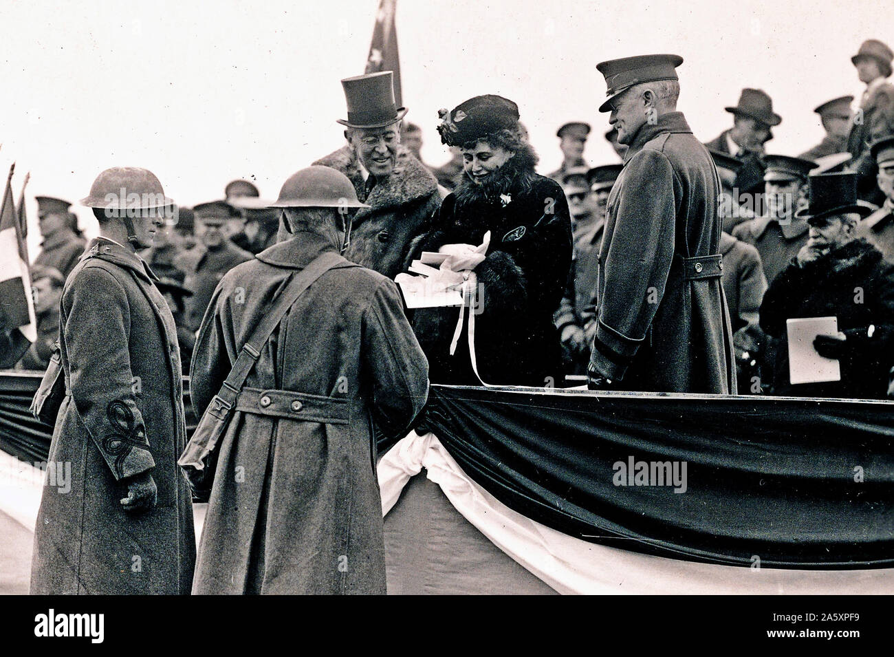 Major General Alexander, U.S.A. presenting Mrs. Woodrow Wilson with ...