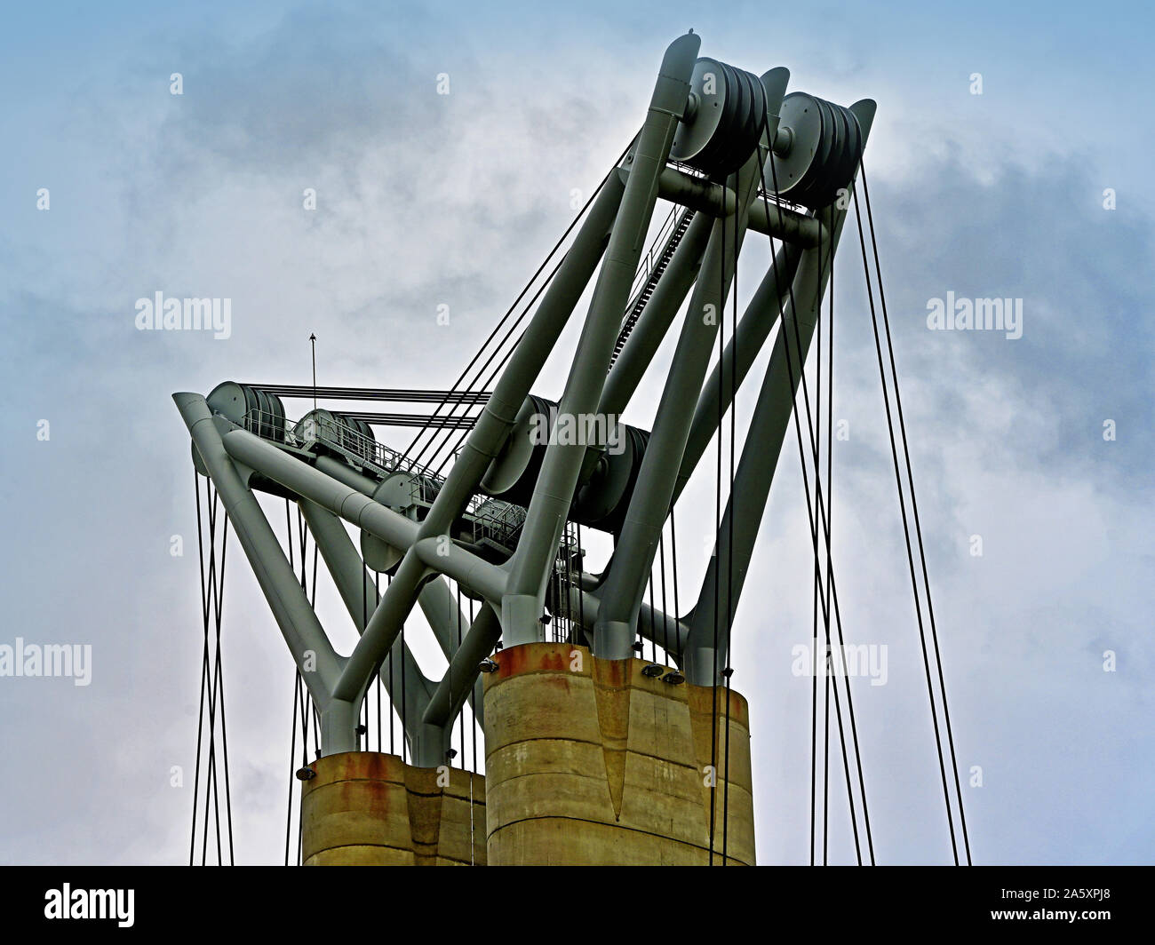 Rouen Normandy August 13 2019 Pont Gustave Flaubert bridge pulley and ...