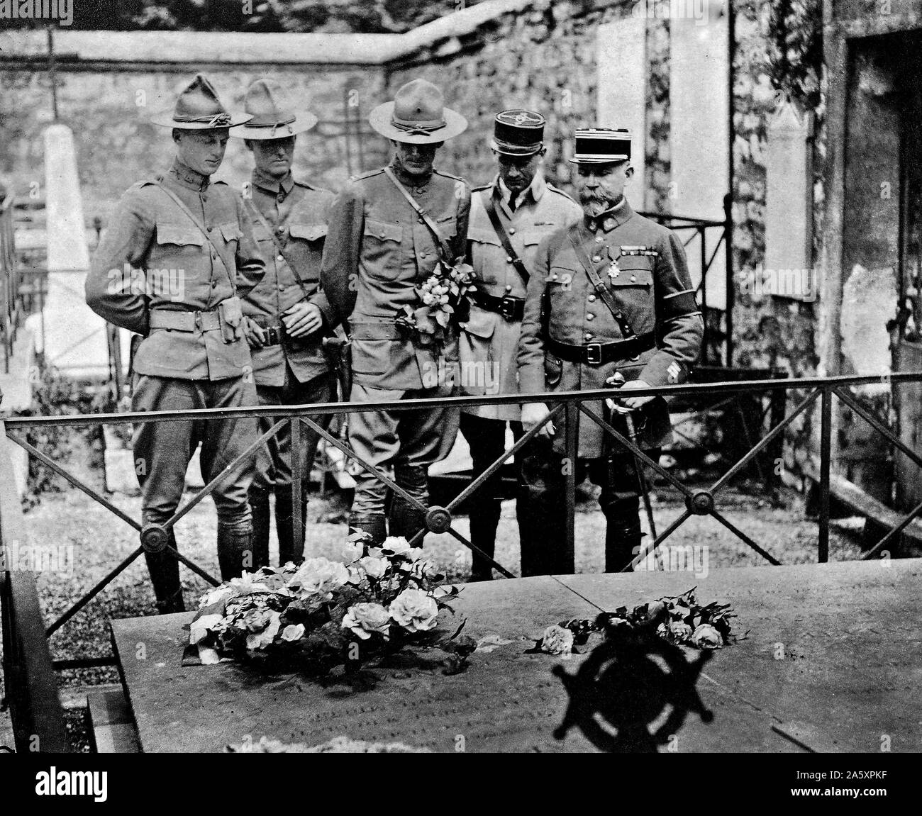 American Independence Day 1917, France. American officers viewing ...