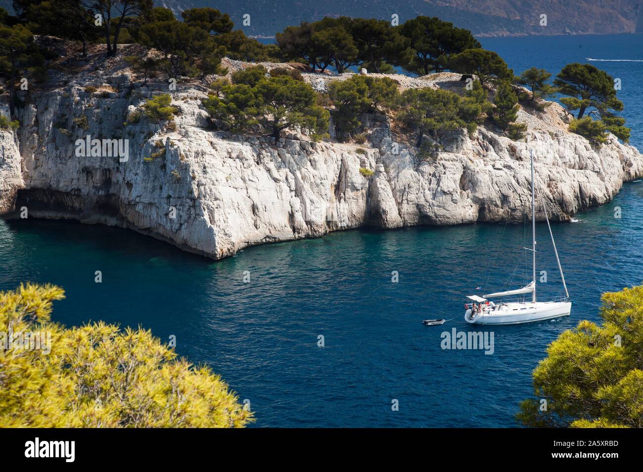Rocky coast at Port Pin, Calanque de Port Pin, Provence, France Stock ...