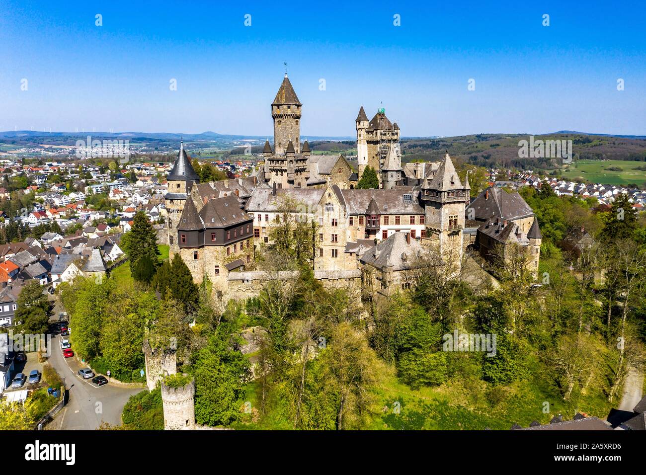 Castle Braunfels, with Hubertusturm, Neuer Bergfried, Georgturm and ...