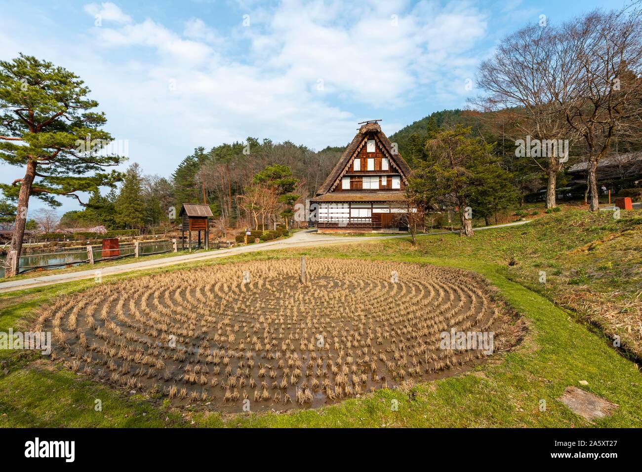 Round rice field with farmhouse hi-res stock photography and images - Alamy