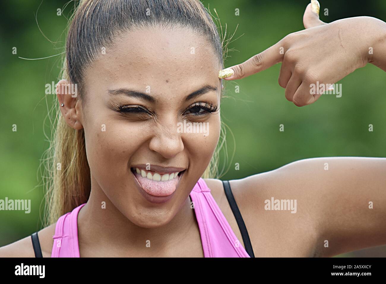 Goofy Athlete Girl Stock Photo - Alamy