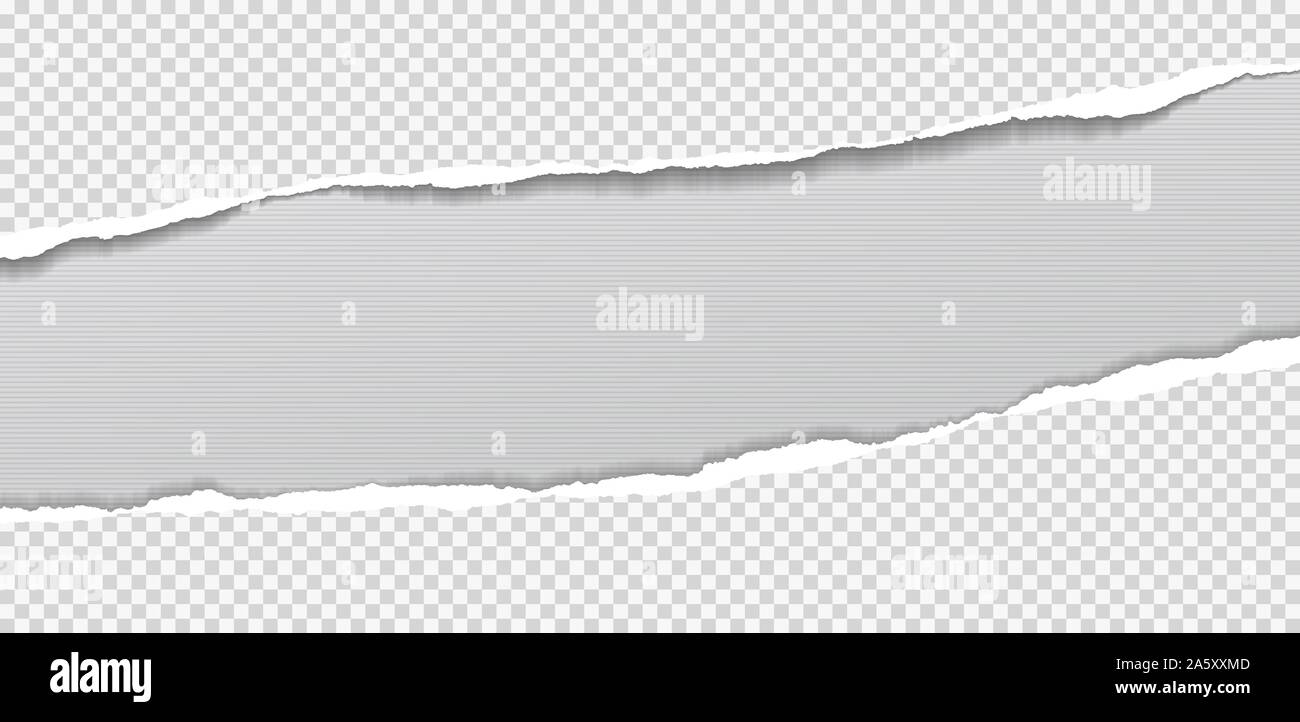 Piece of torn, ripped diagonal paper strips with soft shadow is on ...