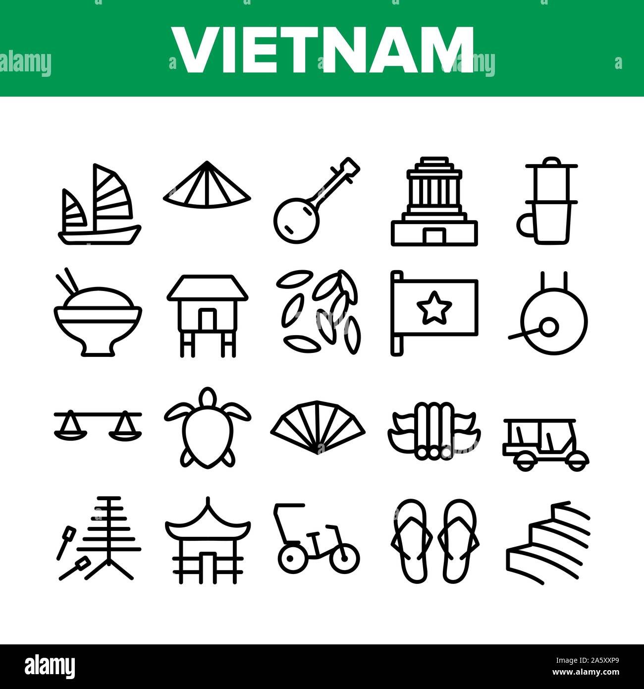 Vietnam Collection Traditional Icons Set Vector Stock Vector Image ...