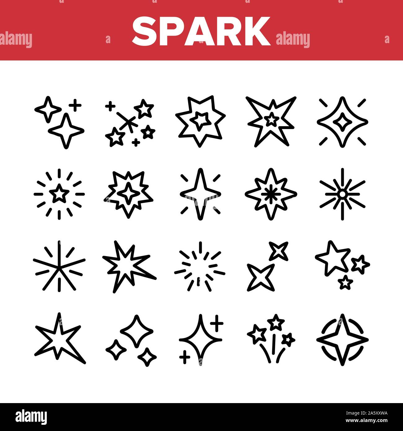 Spark And Sparkle Star Collection Icons Set Vector Stock Vector Image ...