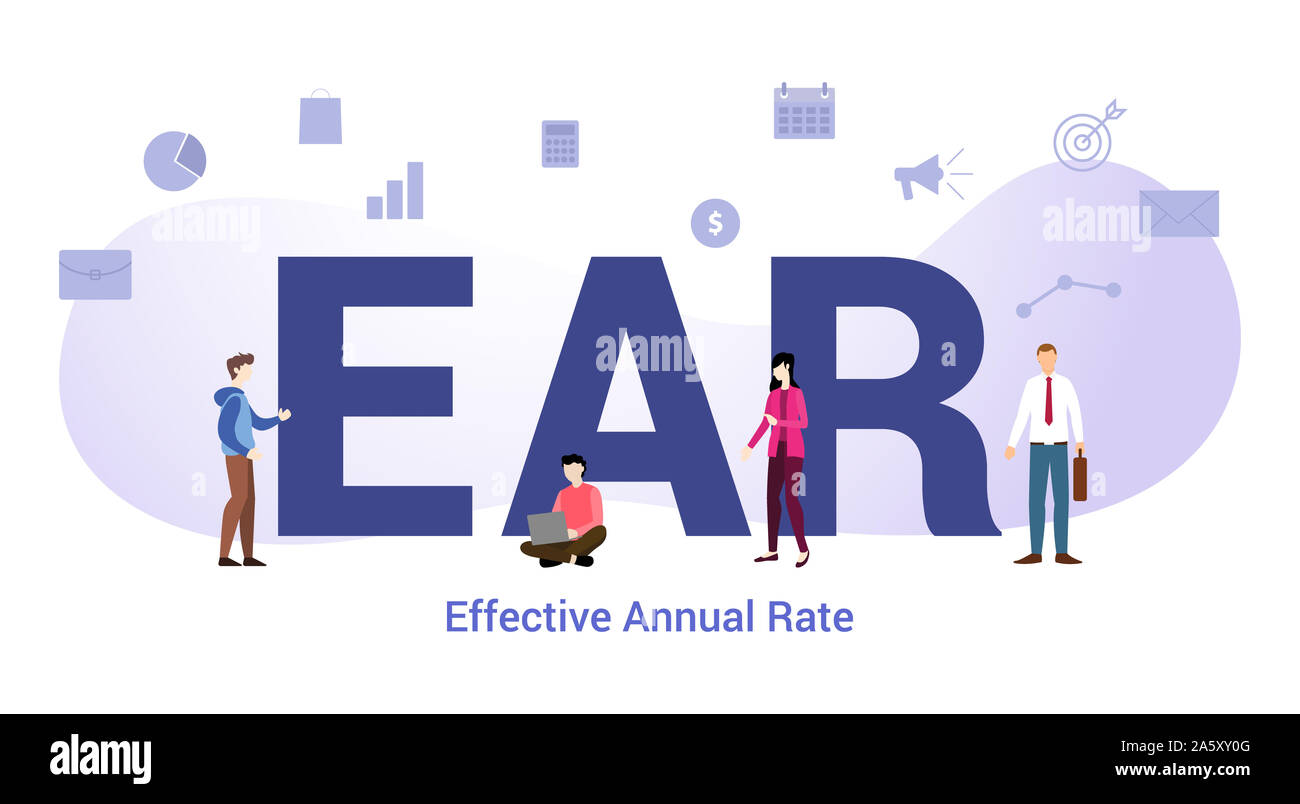 ear effective annual rate concept with big word or text and team people ...