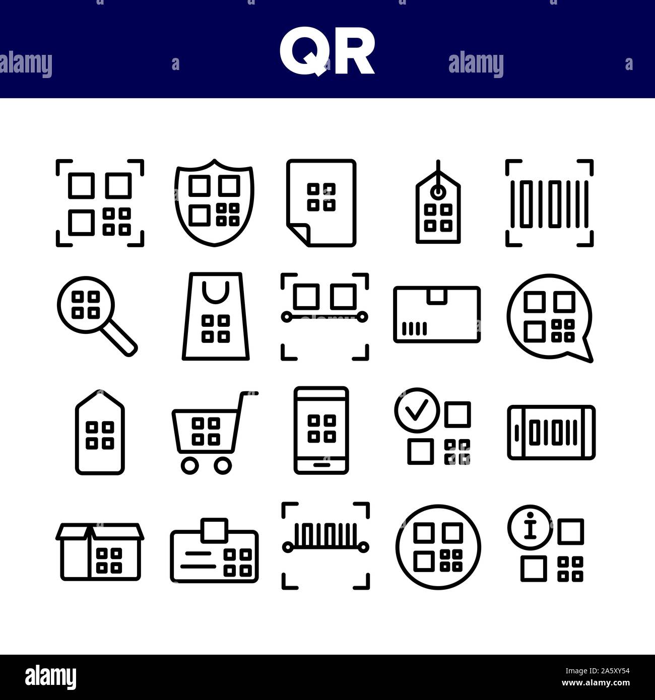 Qr Code Scan Collection Elements Icons Set Vector Stock Vector Image ...