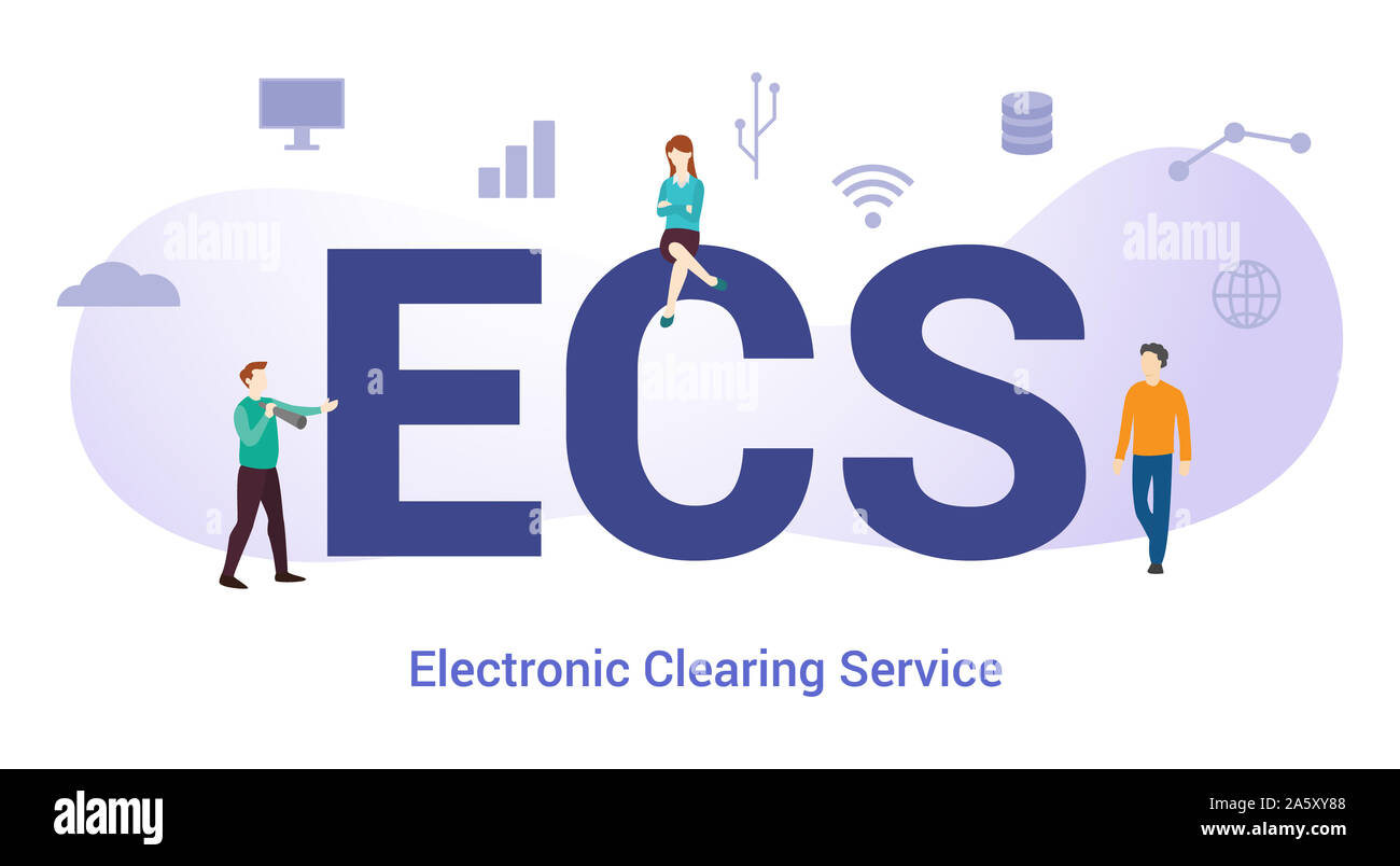 ecs electronic clearning service concept with big word or text and team ...