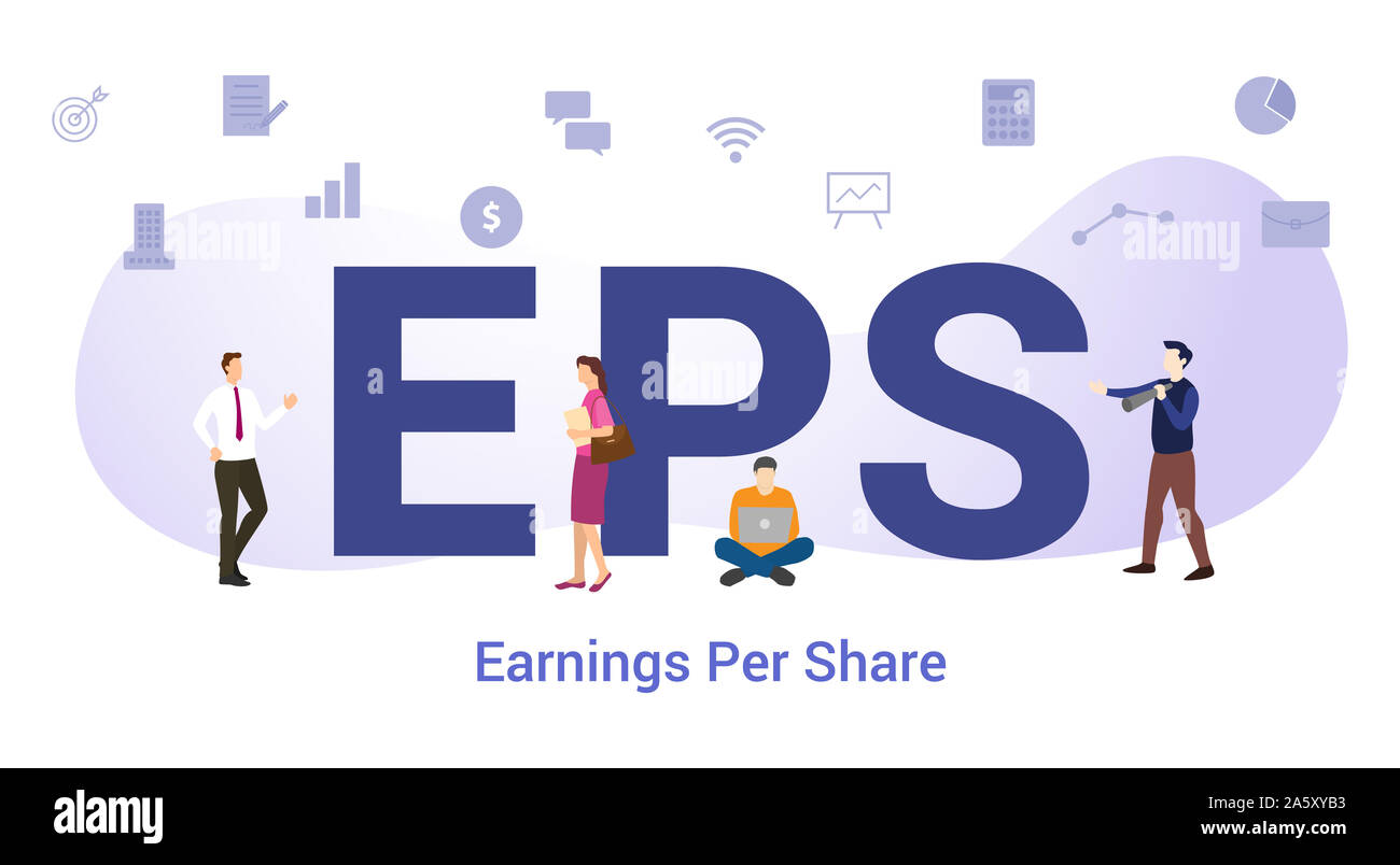 eps earnings per share concept with big word or text and team people ...