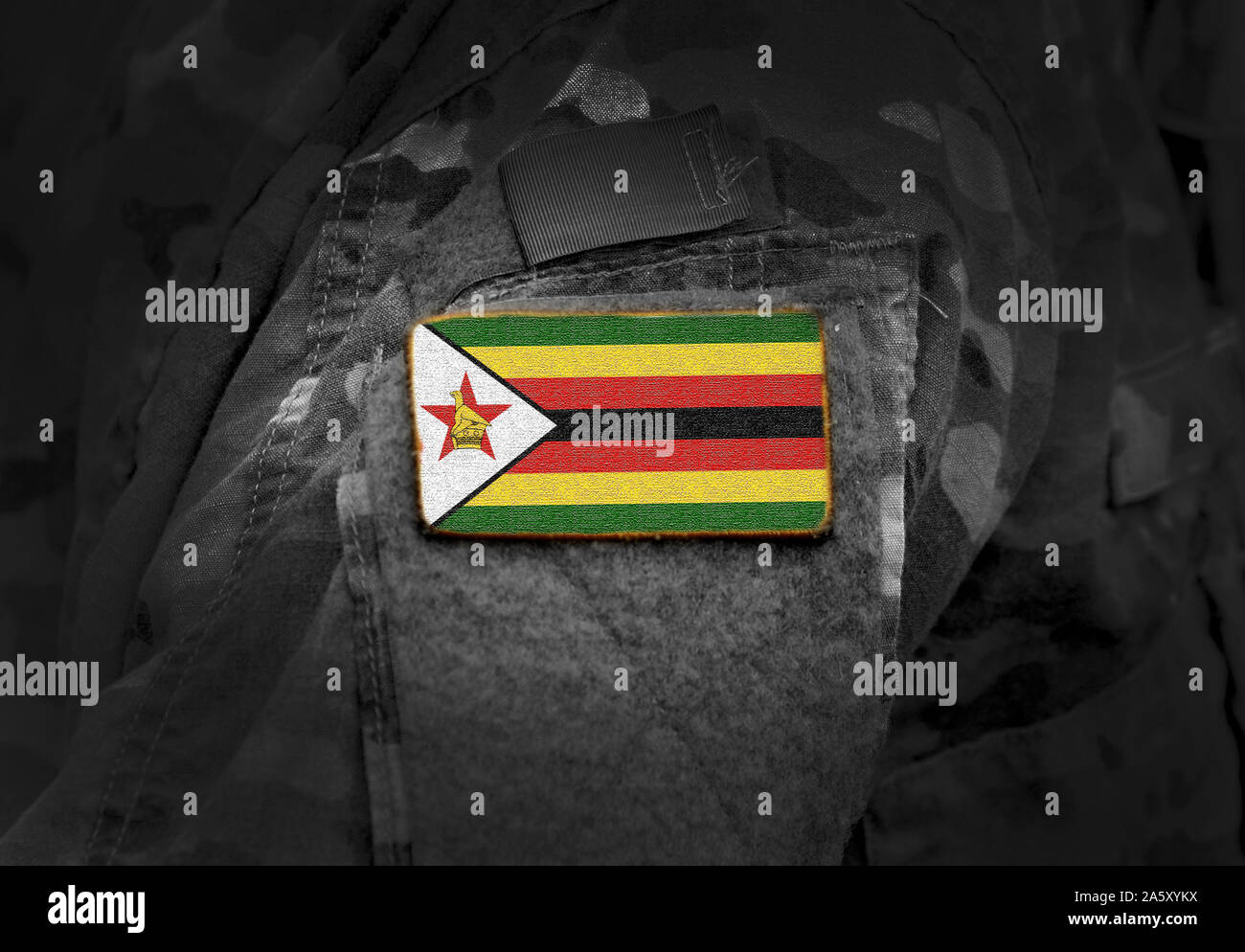 Flag of Zimbabwe on military uniform. Army, troops, soldiers, Africa ...