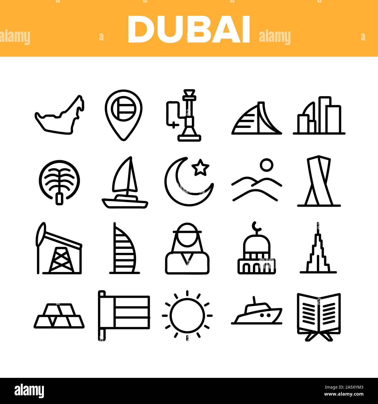 Dubai Collection Traditional Icons Set Vector Stock Vector Image & Art ...