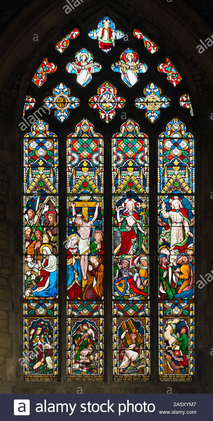 Stained Glass Window Depicting The Crucifixion Of Christ Stock Photos ...