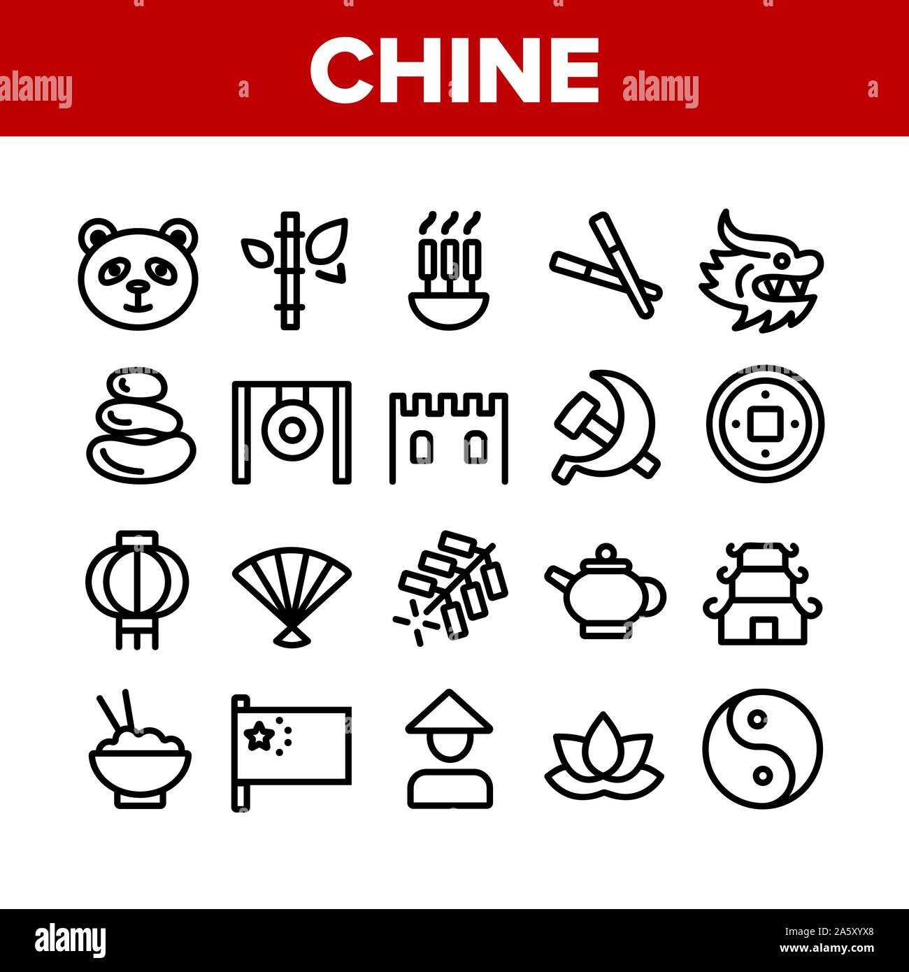 China Collection Nation Elements Icons Set Vector Stock Vector Image ...