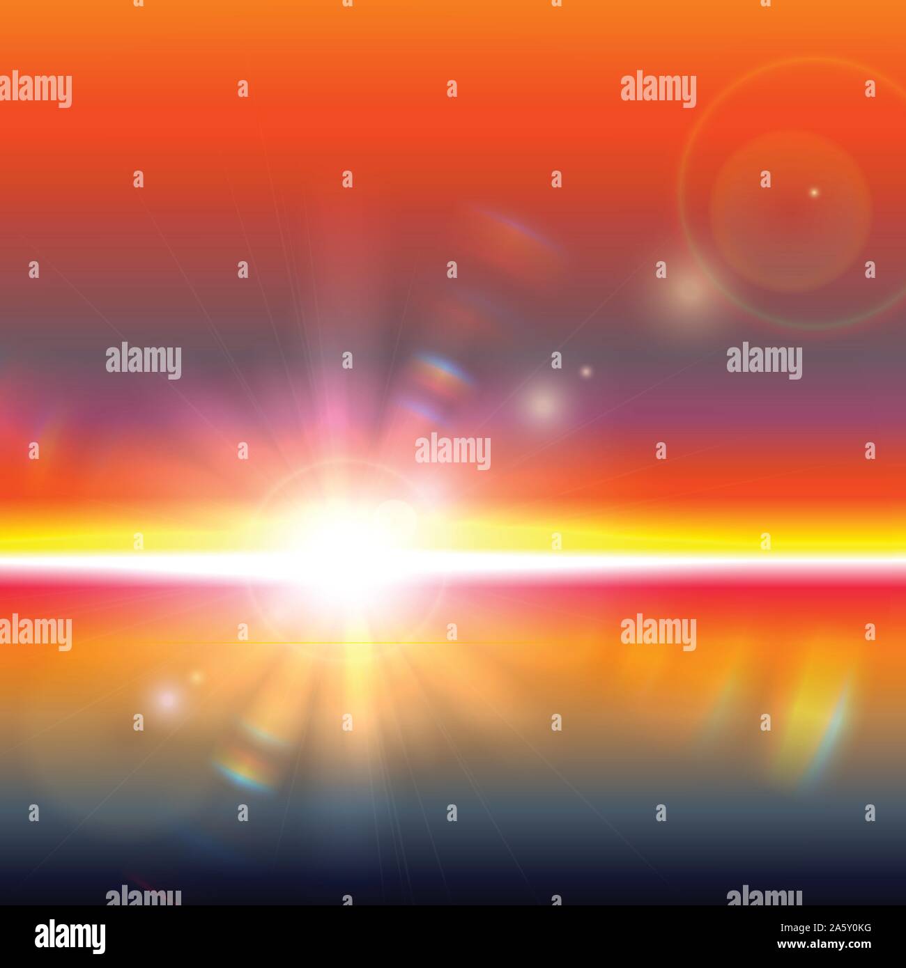 Vector sun over horizon with lens flares Stock Vector Image & Art - Alamy