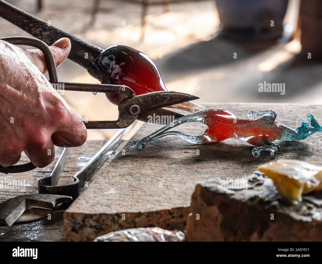 Italy, Veneto, Venice, Murano Island, Glassblowing art from Murano, a ...