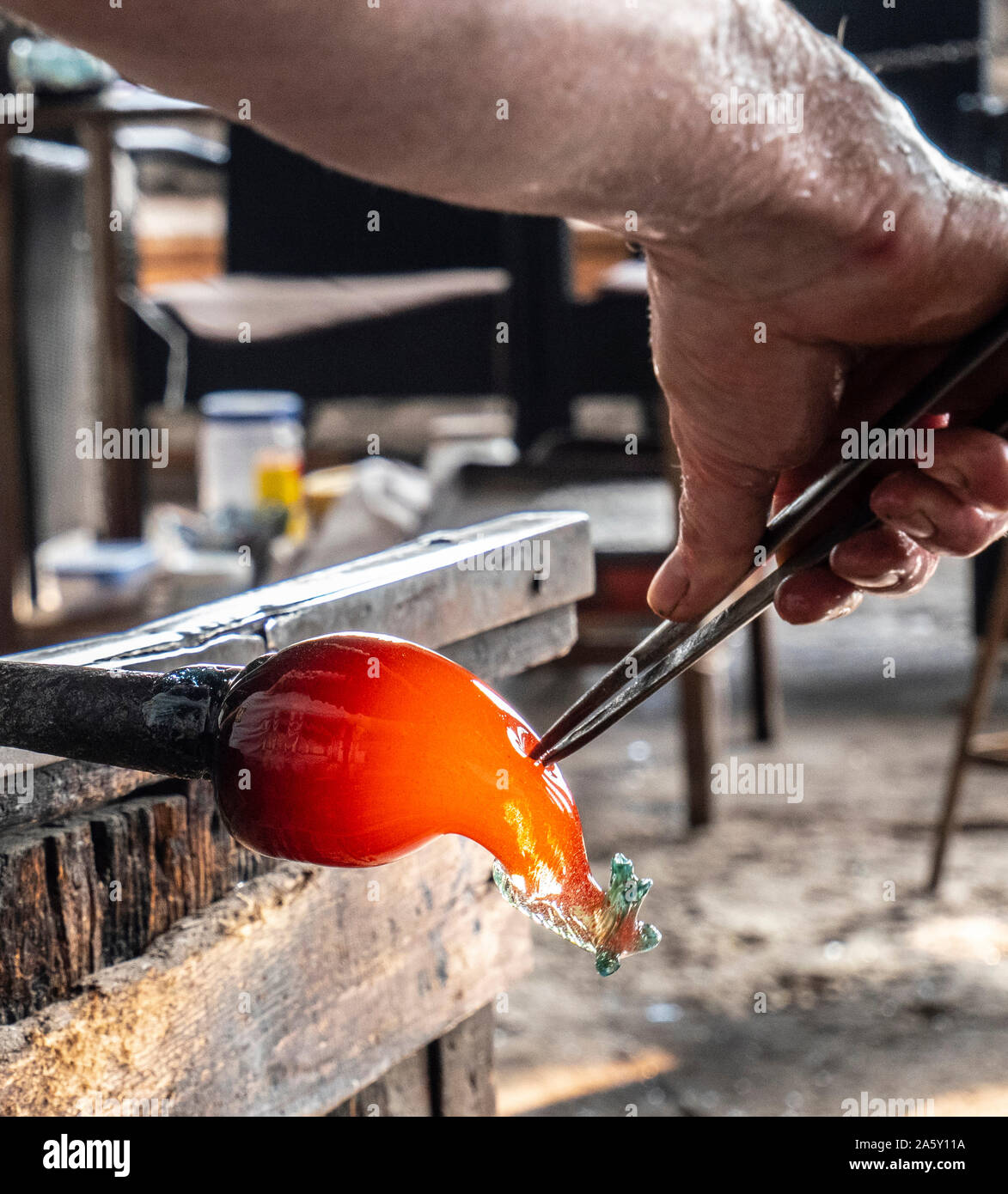 Italy, Veneto, Venice, Murano Island, Glassblowing art from Murano, a ...