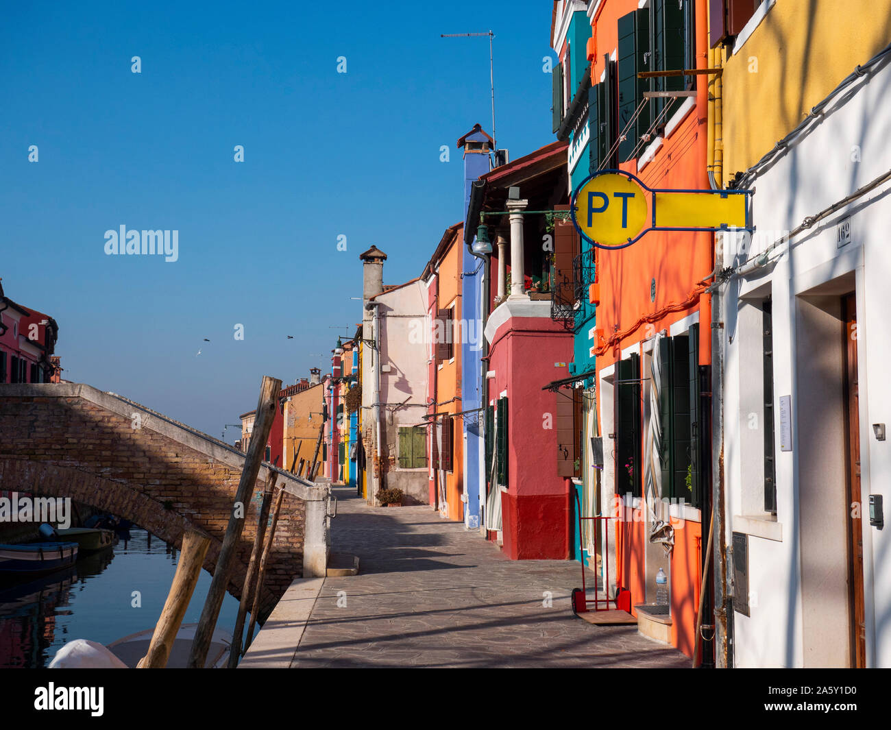 Italy, Veneto, Venice, Burano lagoon island, View of the small and ...