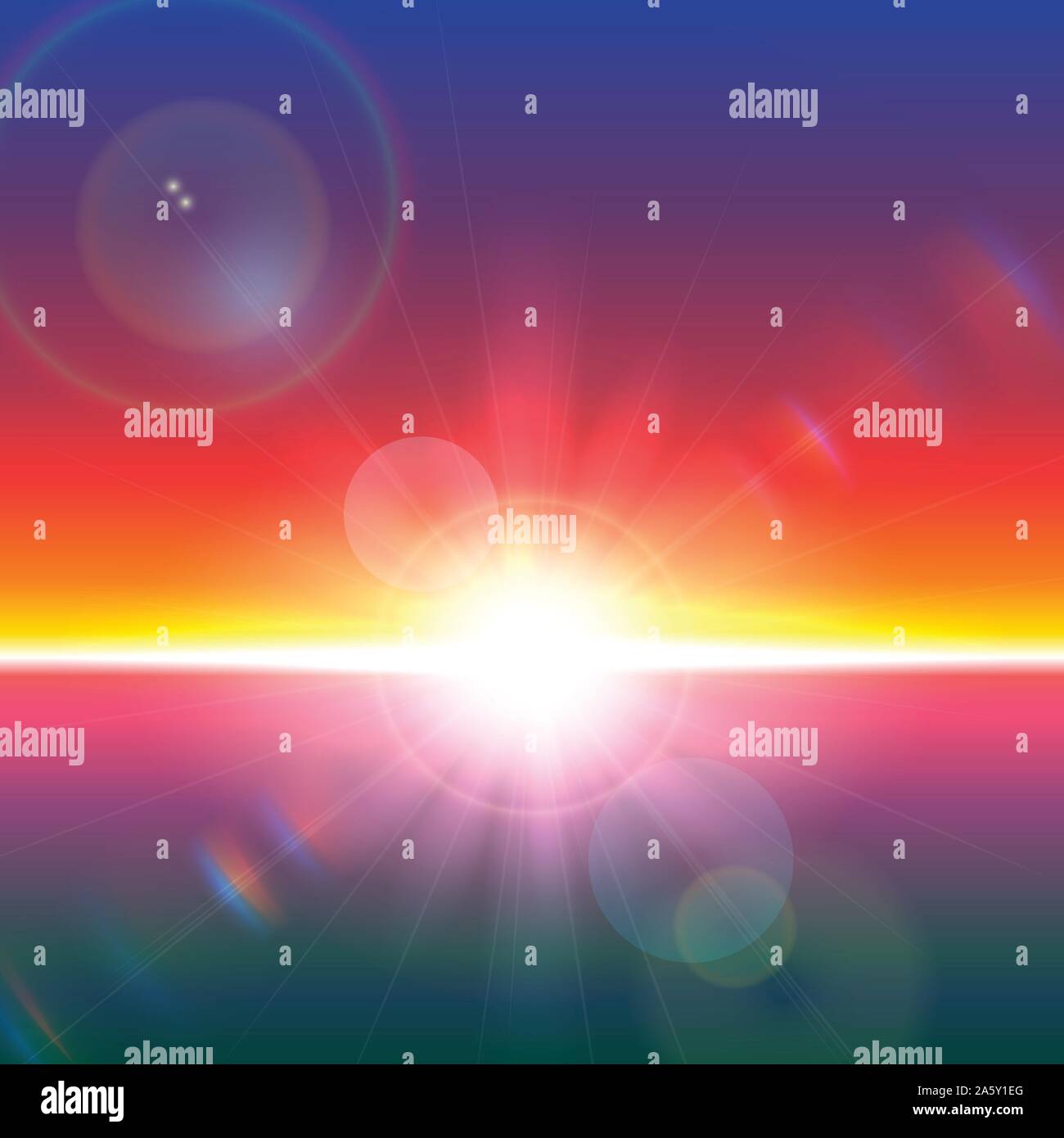 Vector sun over horizon with lens flares Stock Vector Image & Art - Alamy
