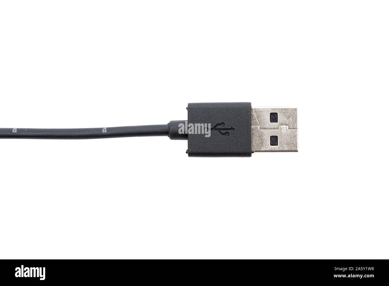 black USB cable connector isolated on white background Stock Photo - Alamy
