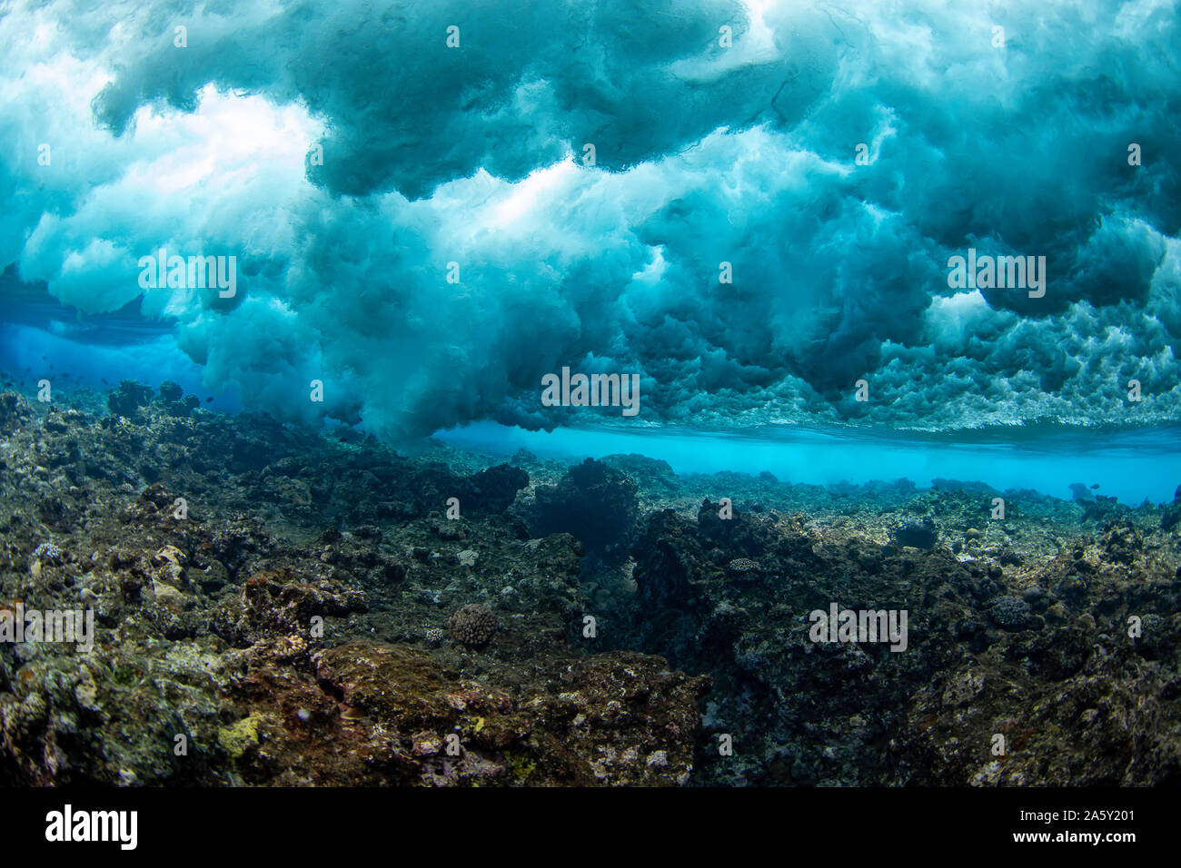 Surf crashes on the reef off the island of Yap in Micronesia Stock ...