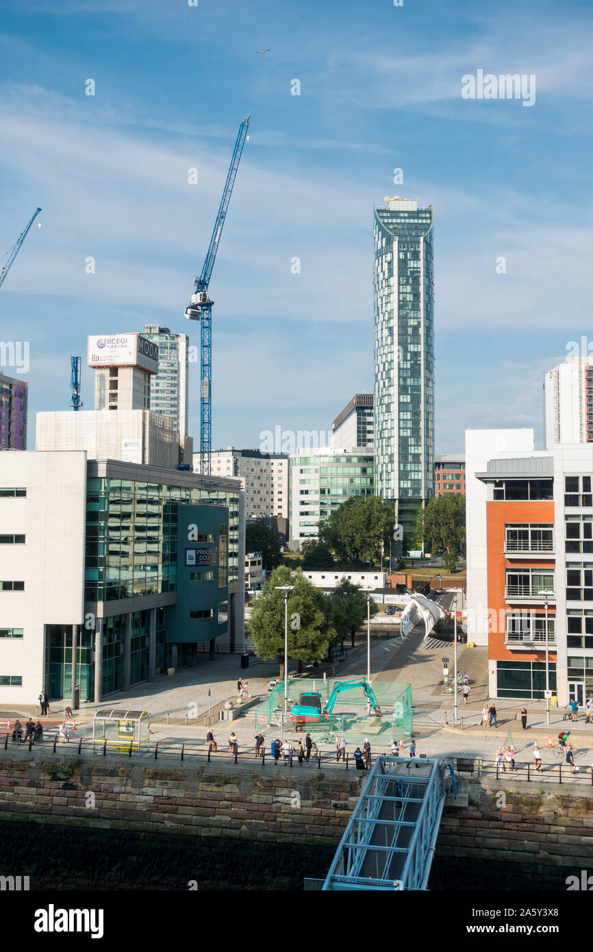 Liverpool. England, Merseyside, new modern buildings on the waterfront ...