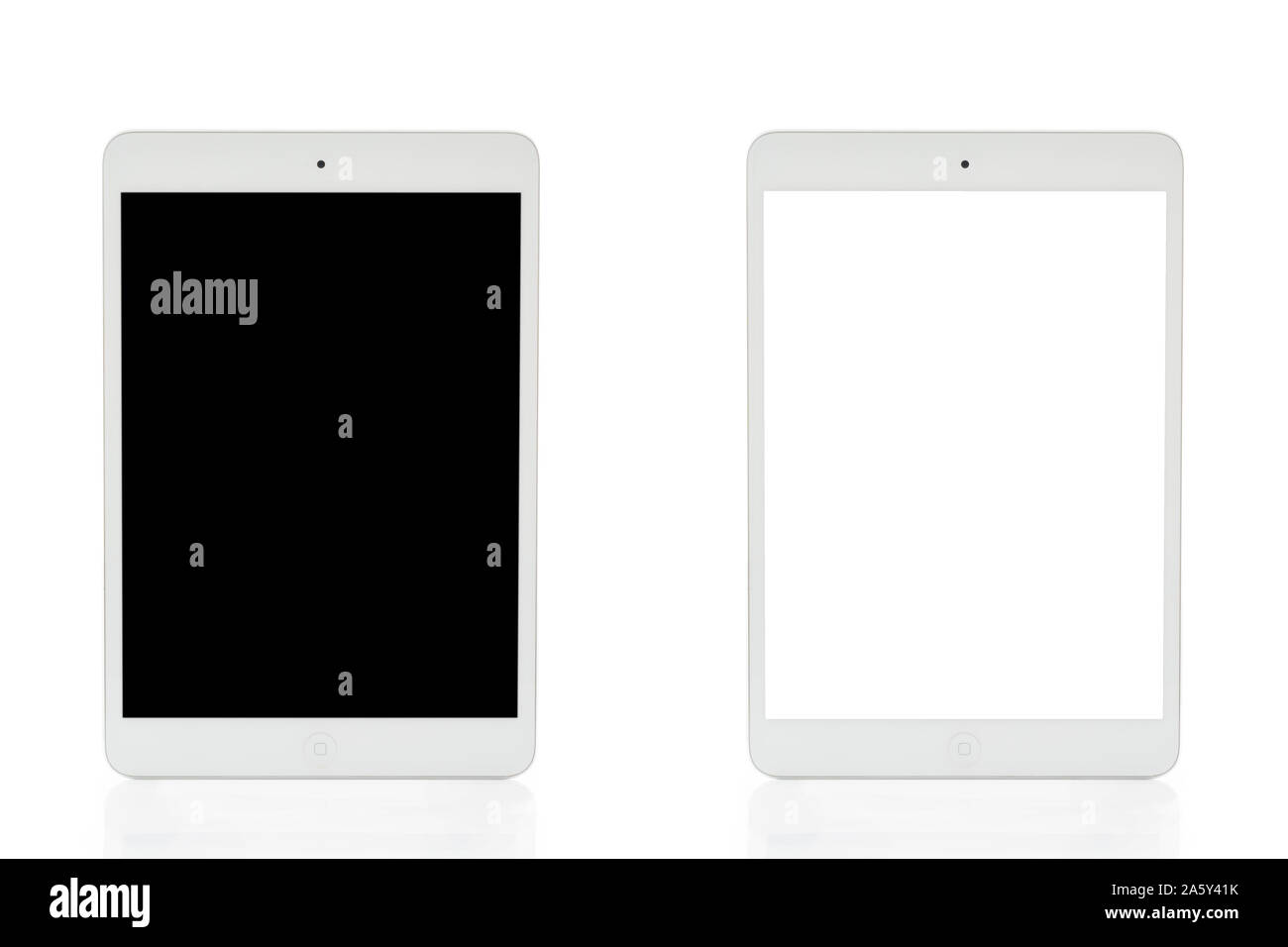 White tablet computer isolated on over white background Stock Photo - Alamy