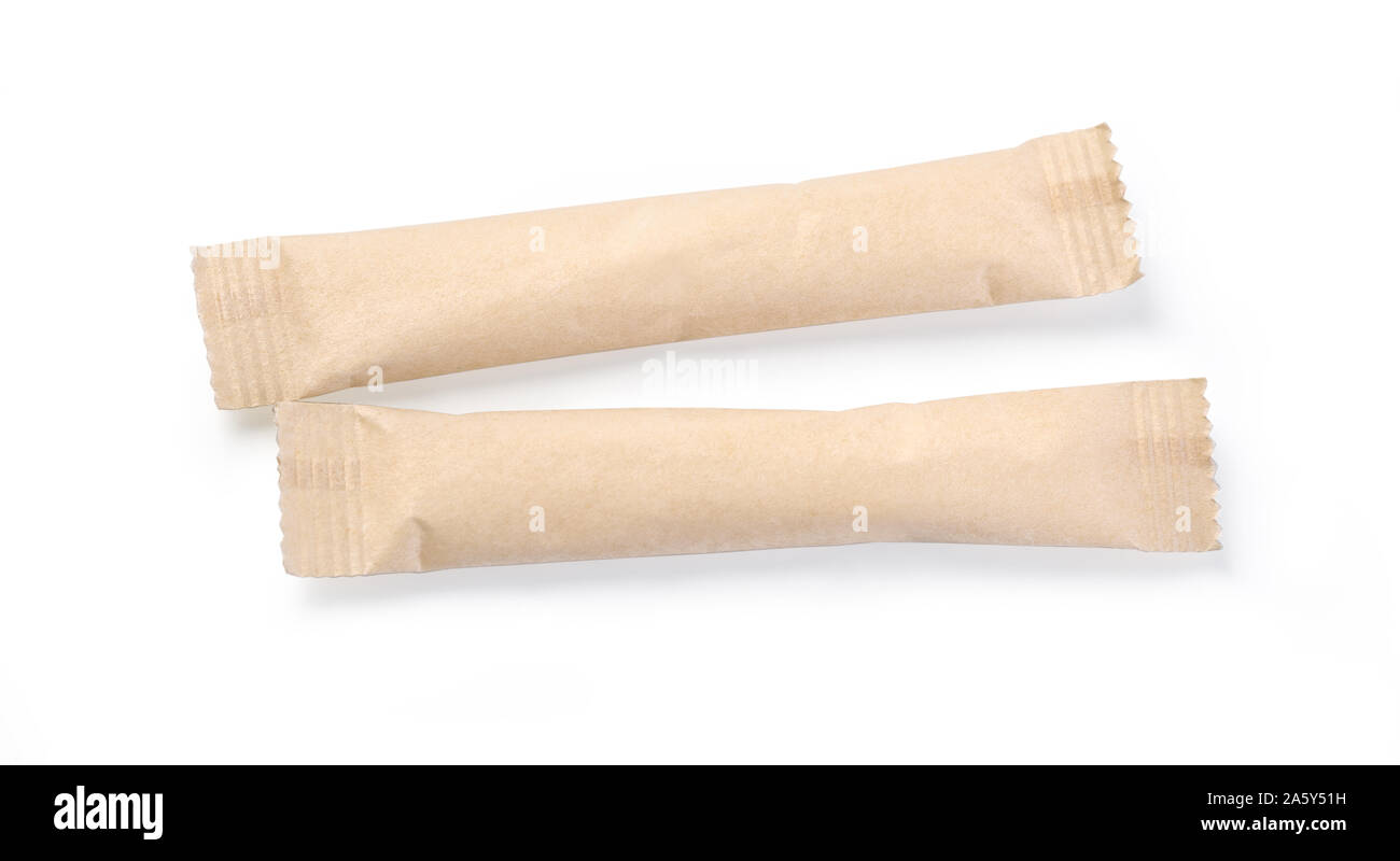 Brown paper sachets isolated on white background with clipping path ...