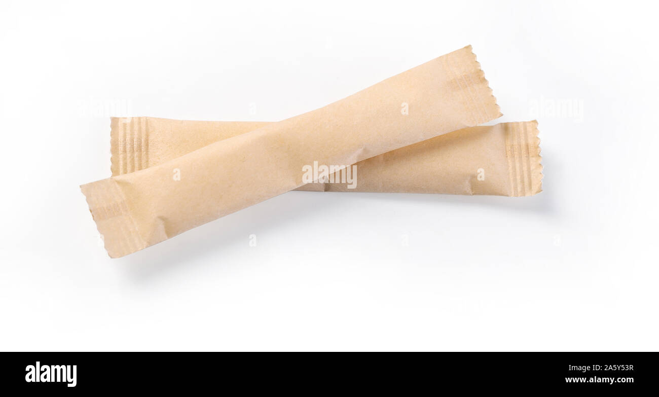 Brown paper sachets isolated on white background with clipping path ...
