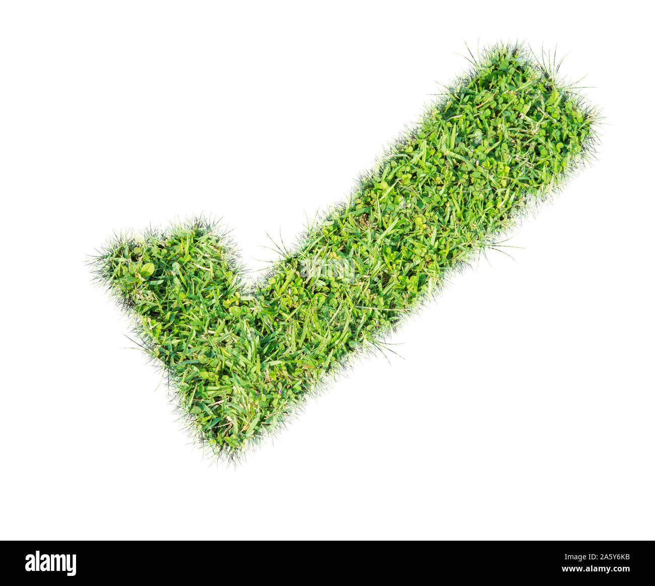 Green grass check mark icon on over white background Stock Photo - Alamy