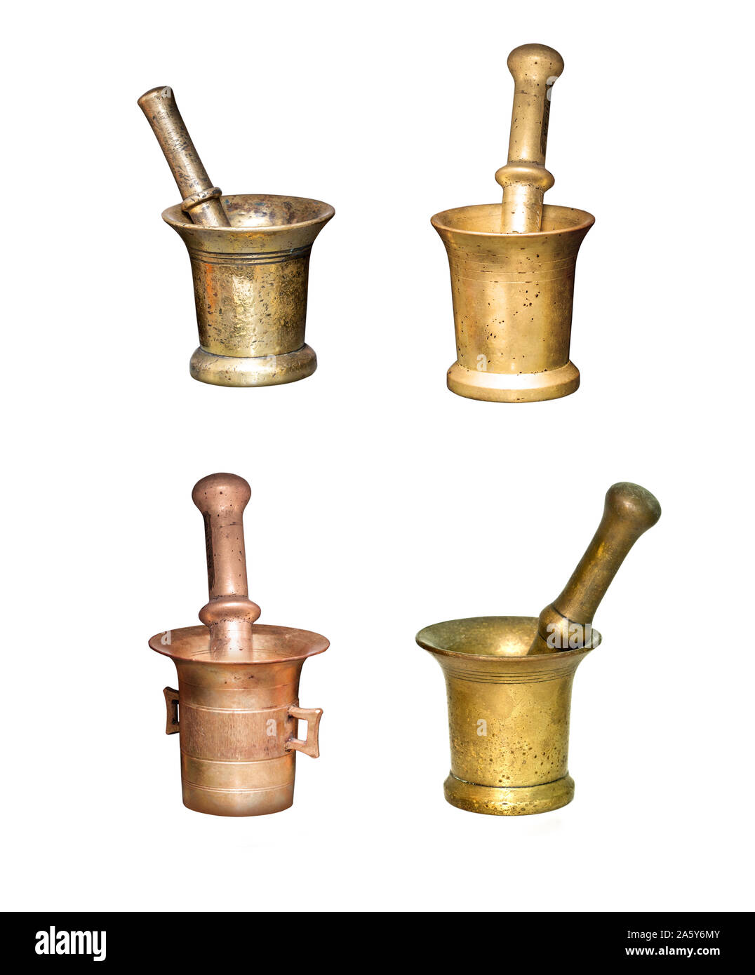 metal Copper mortar and pestle isolated on white background Stock Photo ...