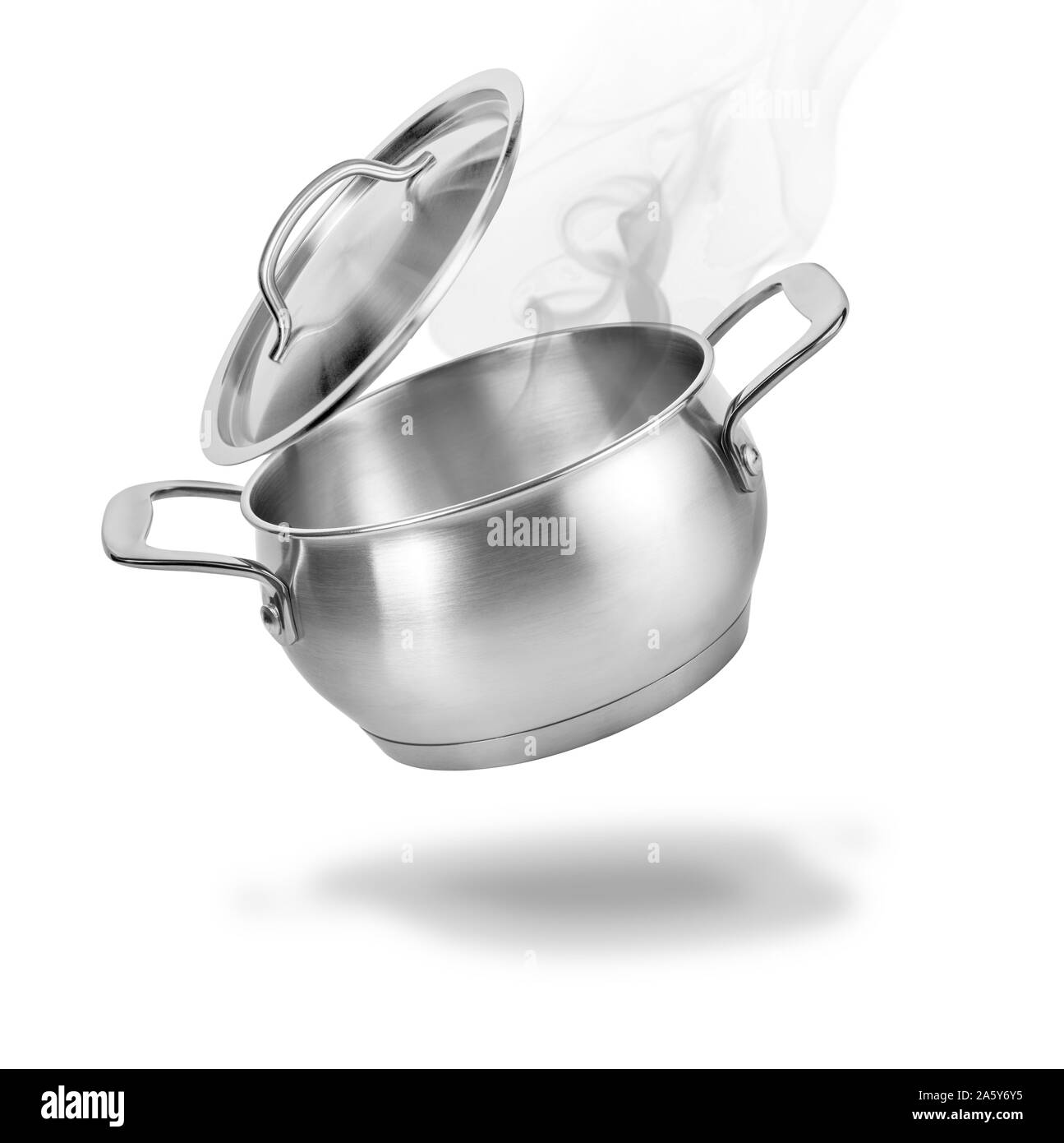 Stainless steel cooking pot isolated over white background Stock Photo ...