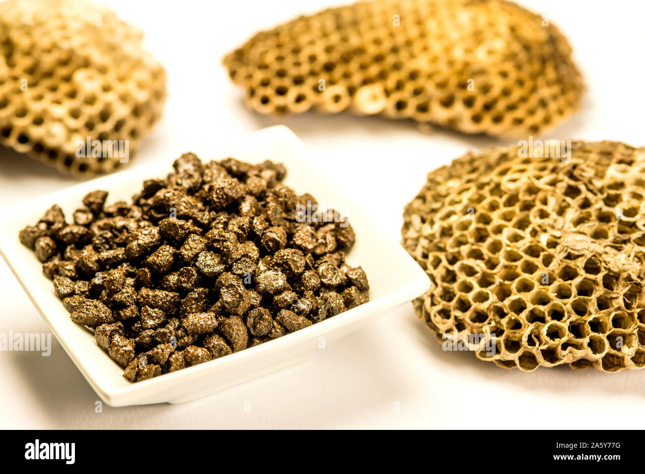 Propolis, closeup of the bee product with honeycomb Stock Photo - Alamy