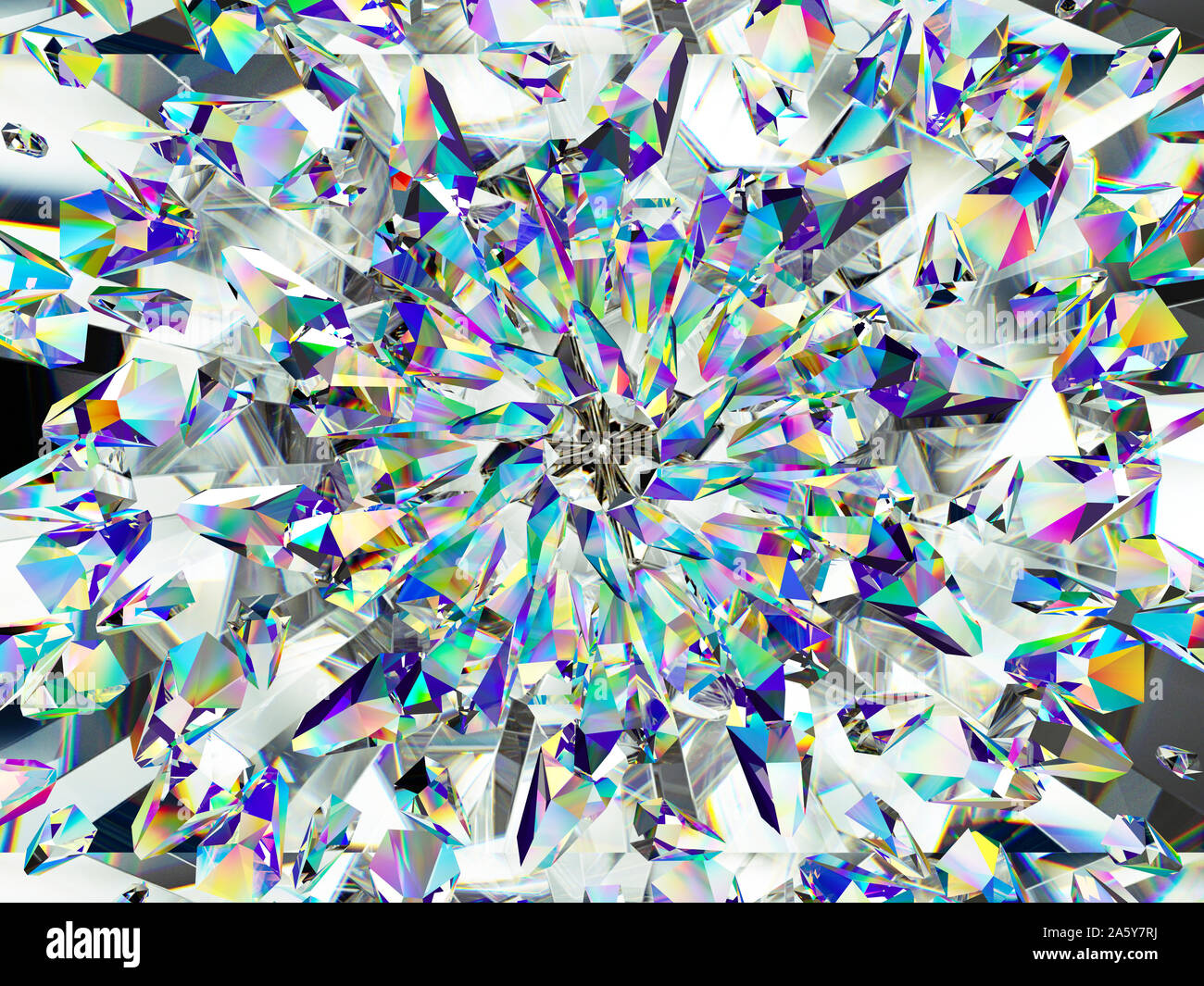 diamond structure extreme closeup and kaleidoscope. top view of round ...
