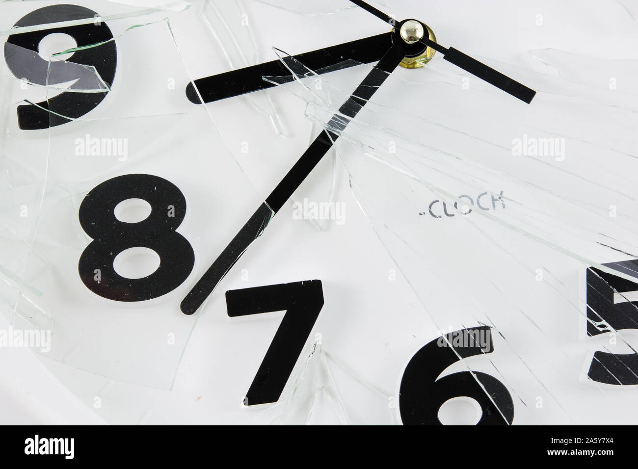 White clock is broken glass isolated on white background Stock Photo ...