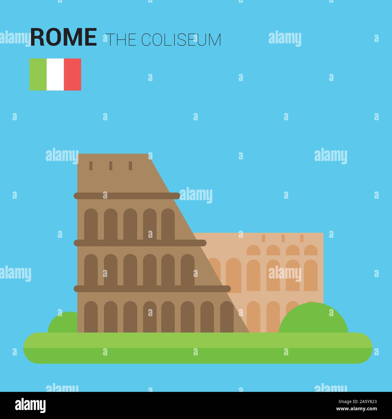 Vector illustration of The Coliseum (Rome, Italy). Monuments and ...